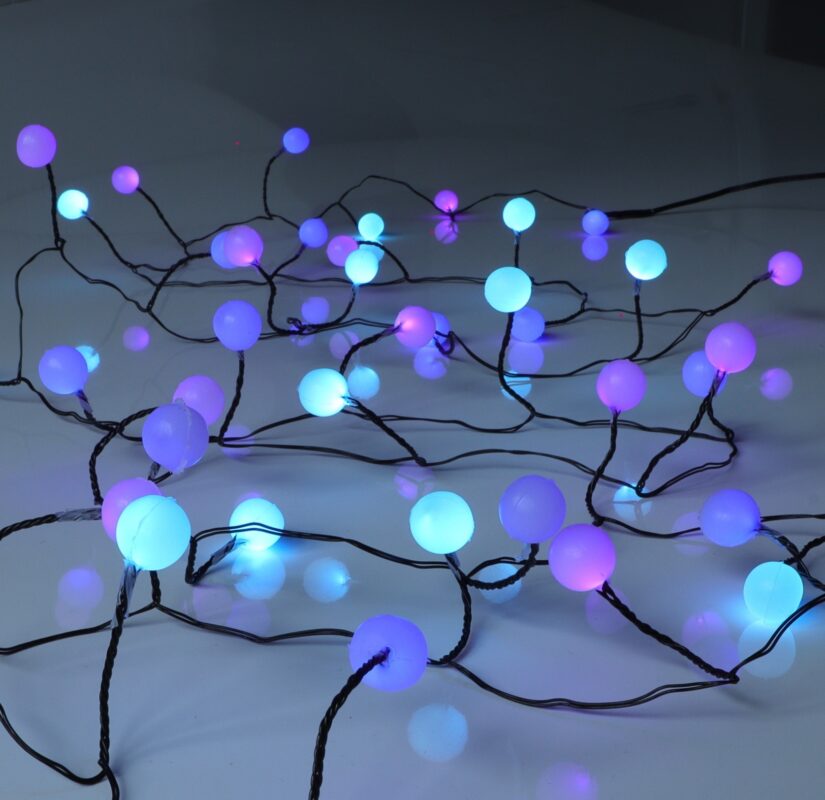 40 pastel berry cluster lights on black wire. - Connectable Lights ...